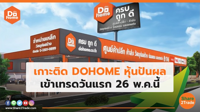 เกาะติด DOHOME หุ้นปันผล เข้าเทรดวันแรก 26 พ.ค.นี้ | Share2Trade